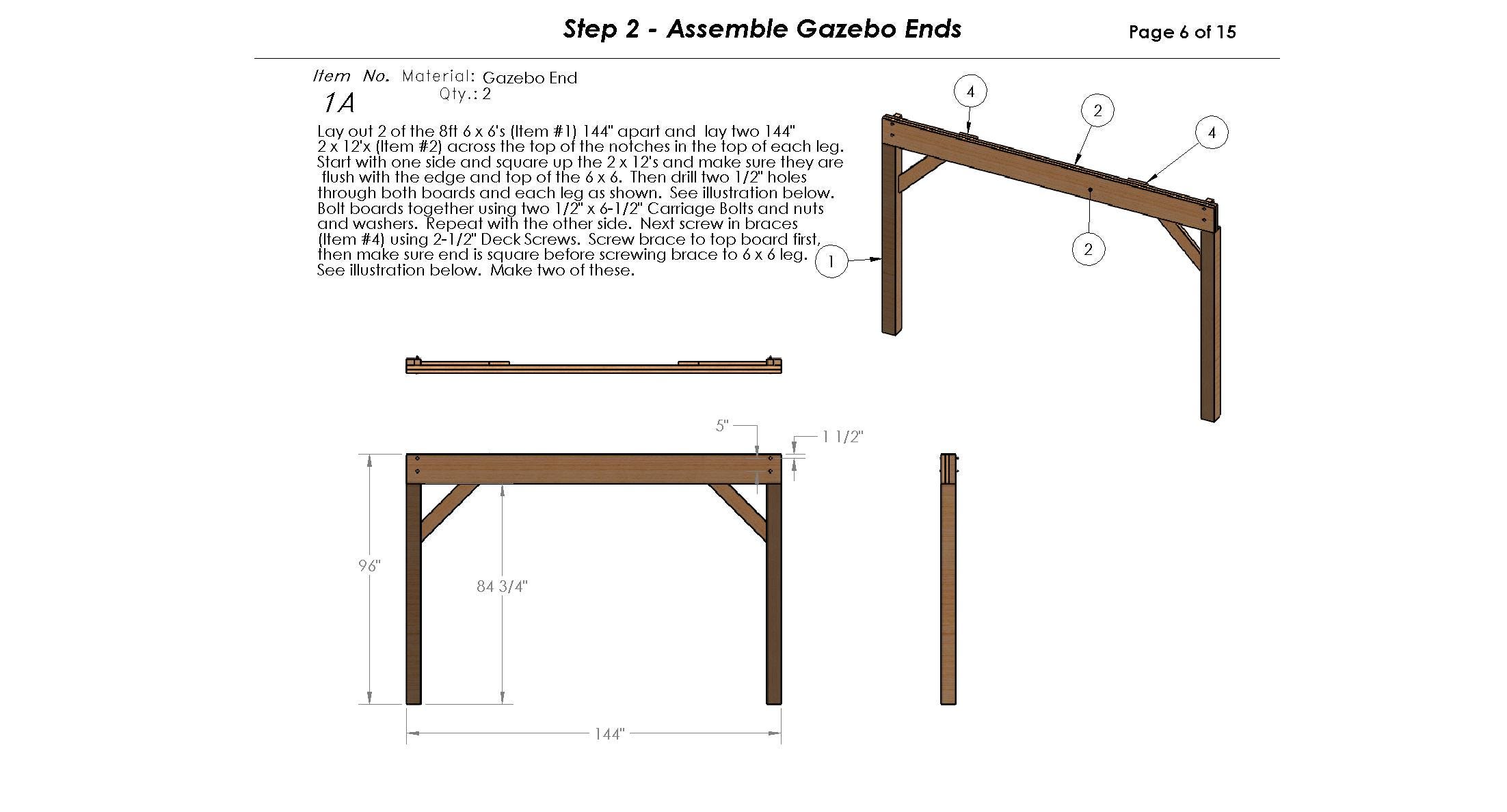 Hip Roof Gazebo Building Plans 20' X 20' - Four Posts With Permit ...