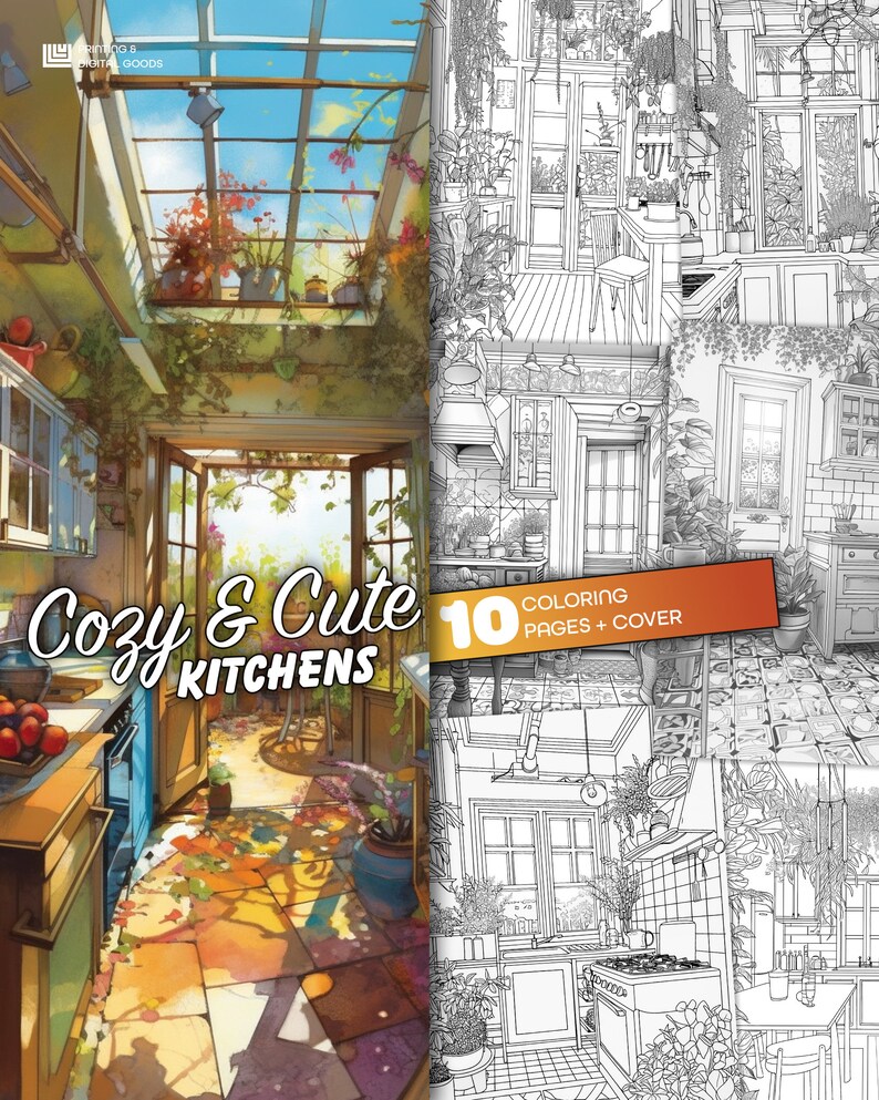 Cozy & Cute Kitchen Coloring Pages 10 Printable Colouring Pages ...