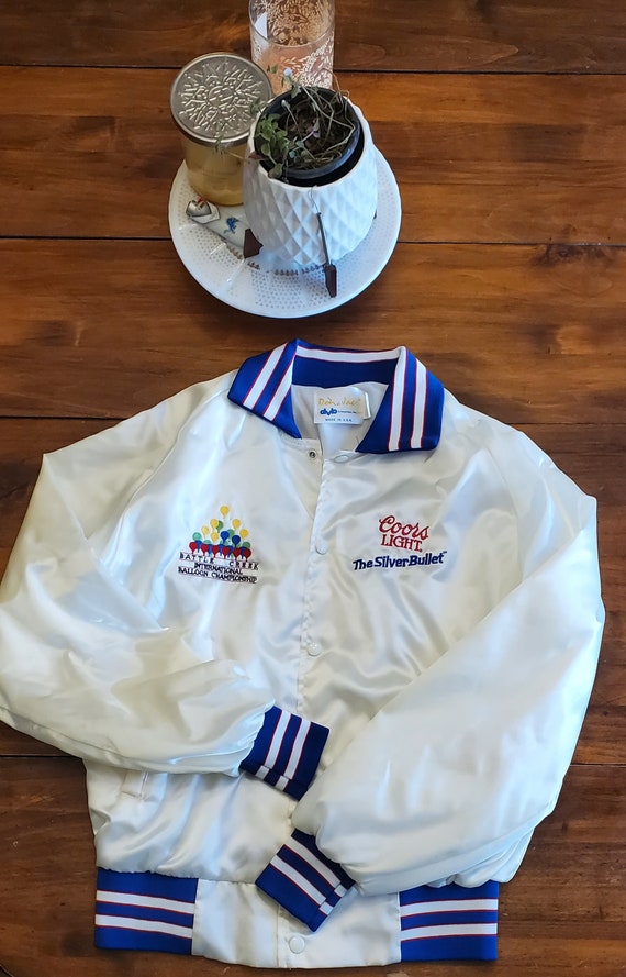 Vintage Coors Beer Bomber Jacket 80's The Silver Bull… - Gem