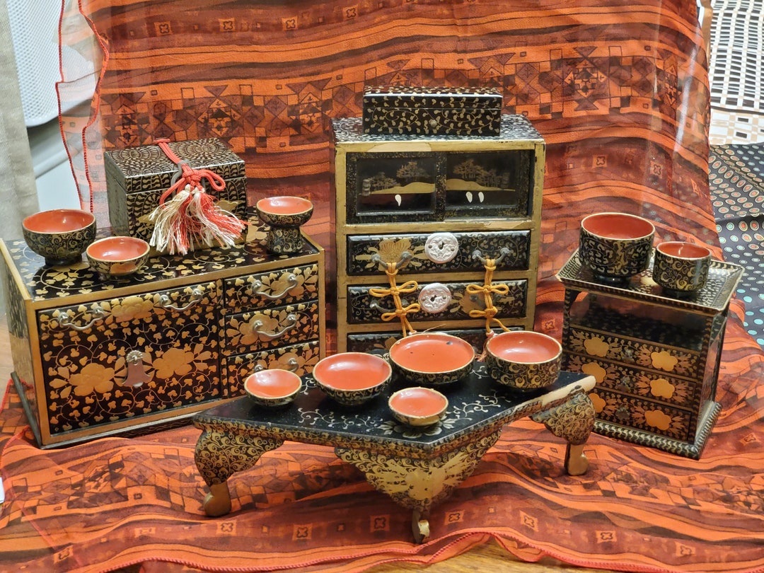 Japanese Hira Doll Decorative Lacquer Furniture Miniature 16 Pc Set - Etsy