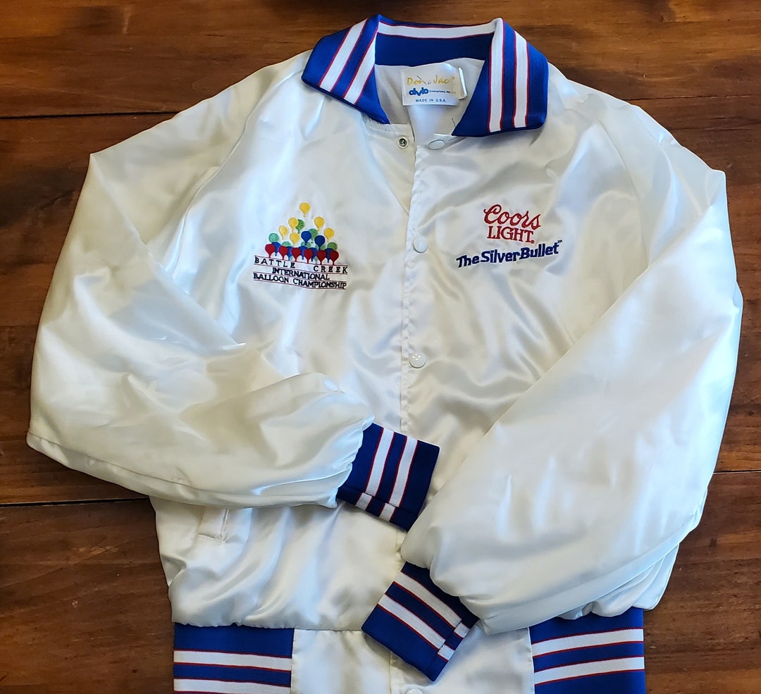 Vintage Coors Beer Bomber Jacket 80's the Silver Bullet Promo Sponsor ...