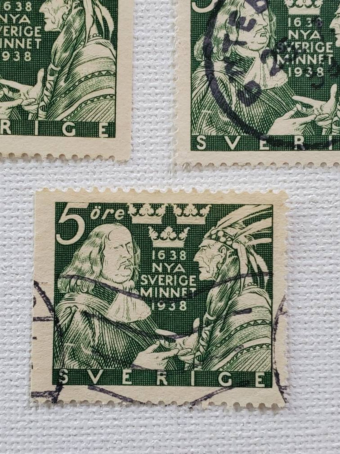1938 Sweden 5 Ore Used Postage Stamps Sverige Green Governor - Etsy