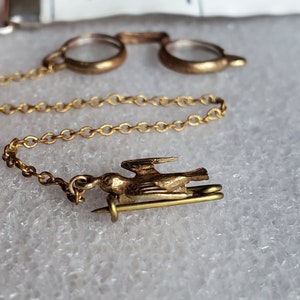 Vintage Miniature Spectacles Gold-tone Chain Lapel Bird Pin 1-3/16 ...