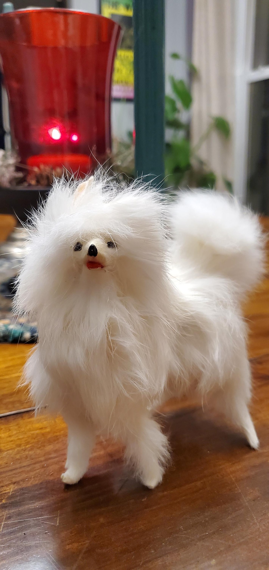 Vintage 5" Miniature White Dog Figure Statue With Fur - Etsy