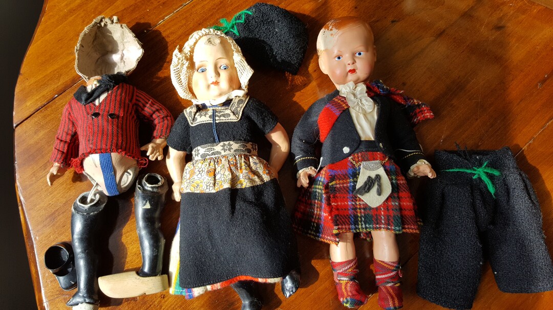 2 Antique Dutch Composition Dolls and Parts - Etsy