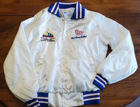 Vintage Coors Beer Bomber Jacket 80's The Silver Bull… - Gem