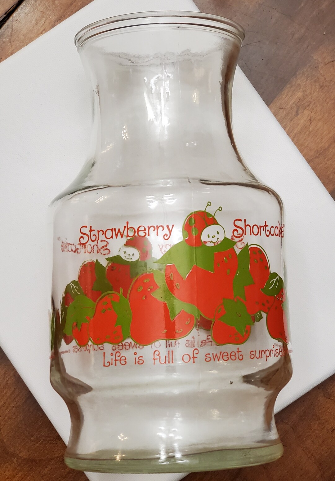 1980 Glass Strawberry Shortcake Juice Pitcher Carafe - Etsy
