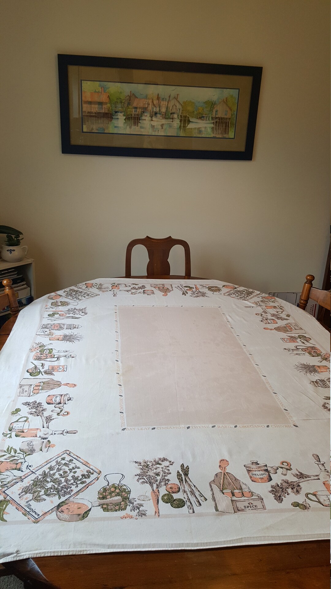 Linen Spice Themed Tablecloth 62x51 Vintage Kitchen Decor - Etsy
