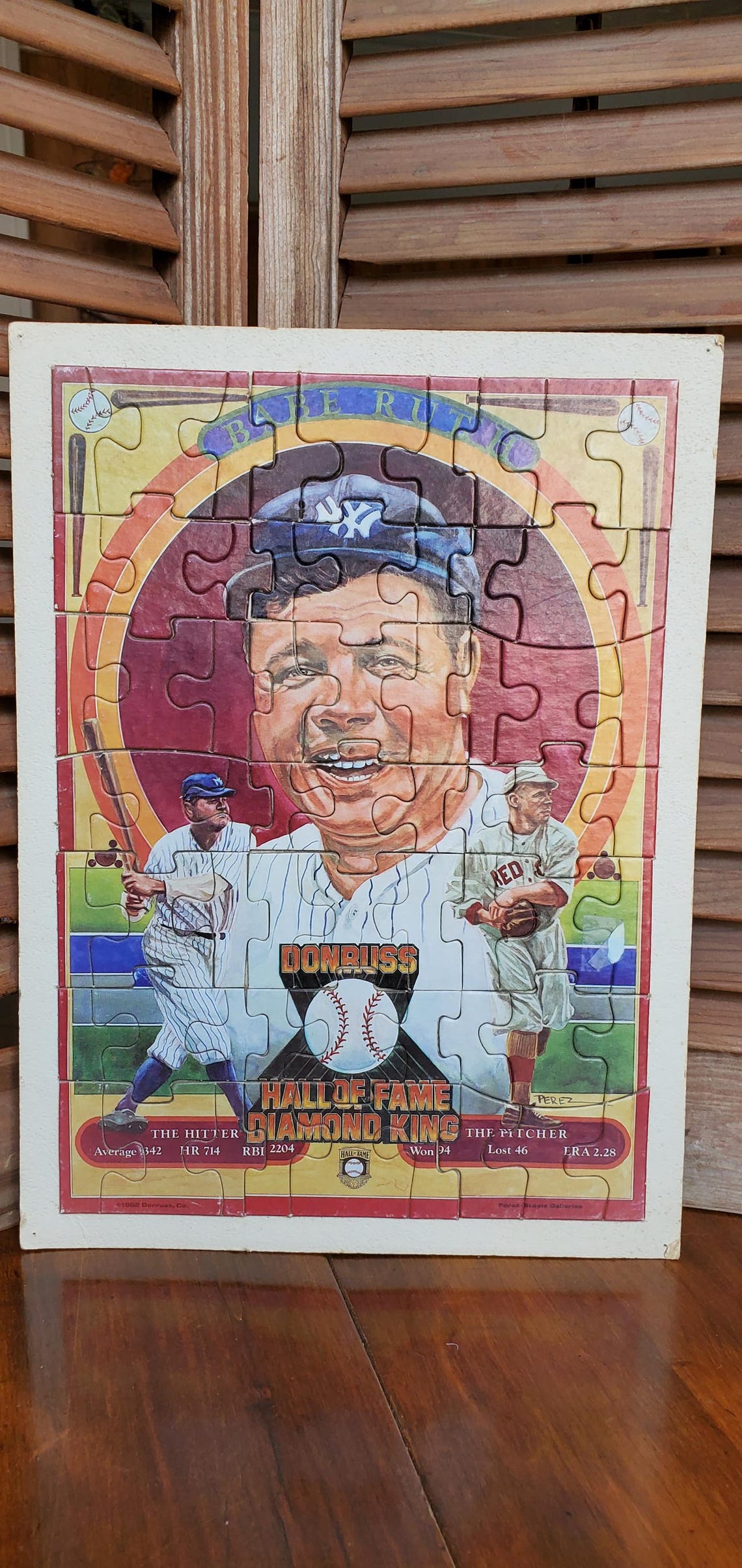 1982 Donruss Hall of Fame Diamond King Babe Ruth Permanently Mounted ...