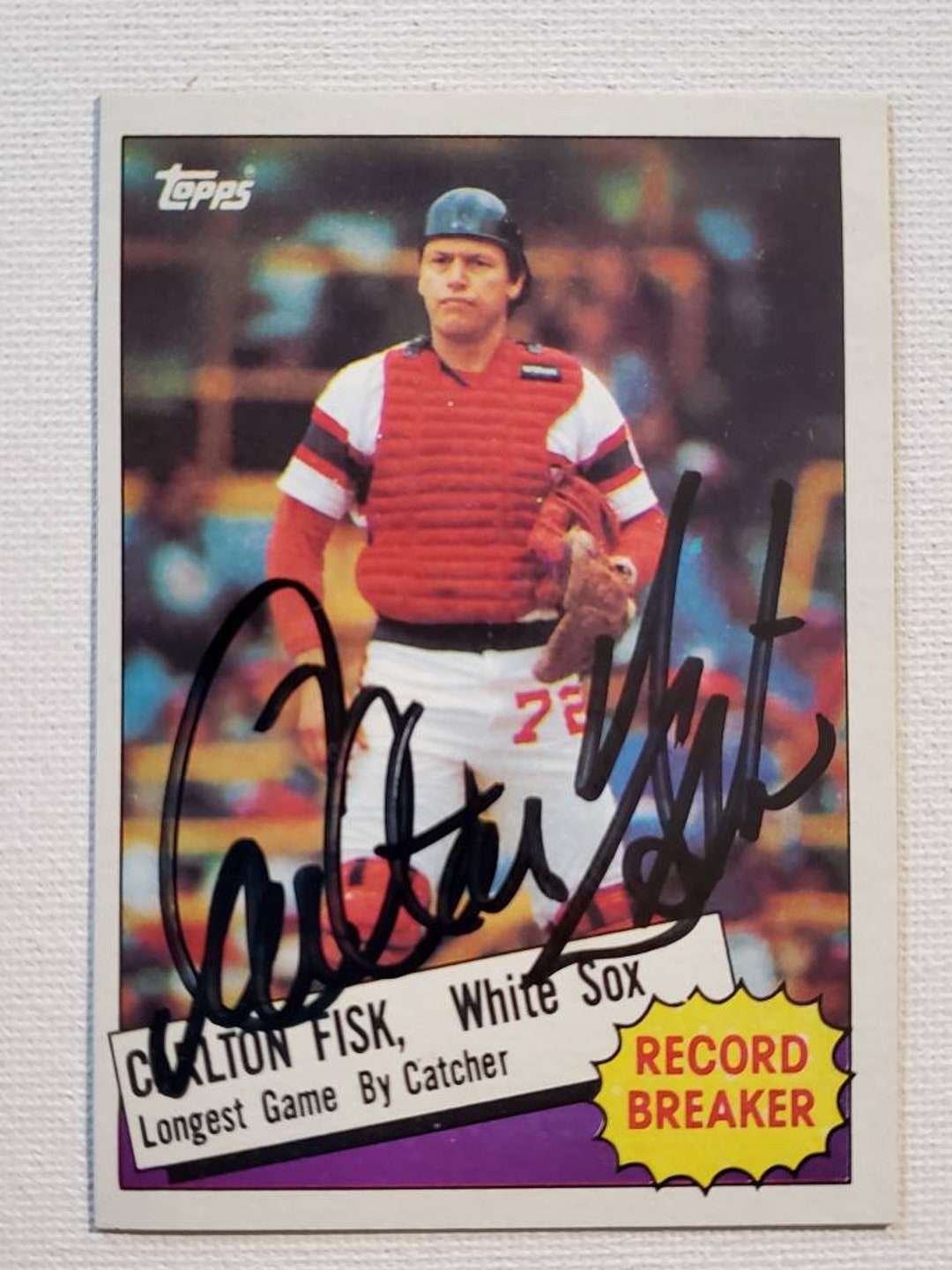 1985 Topps Baseball Carlton Fisk White Sox Card No 1 Autographed - Etsy