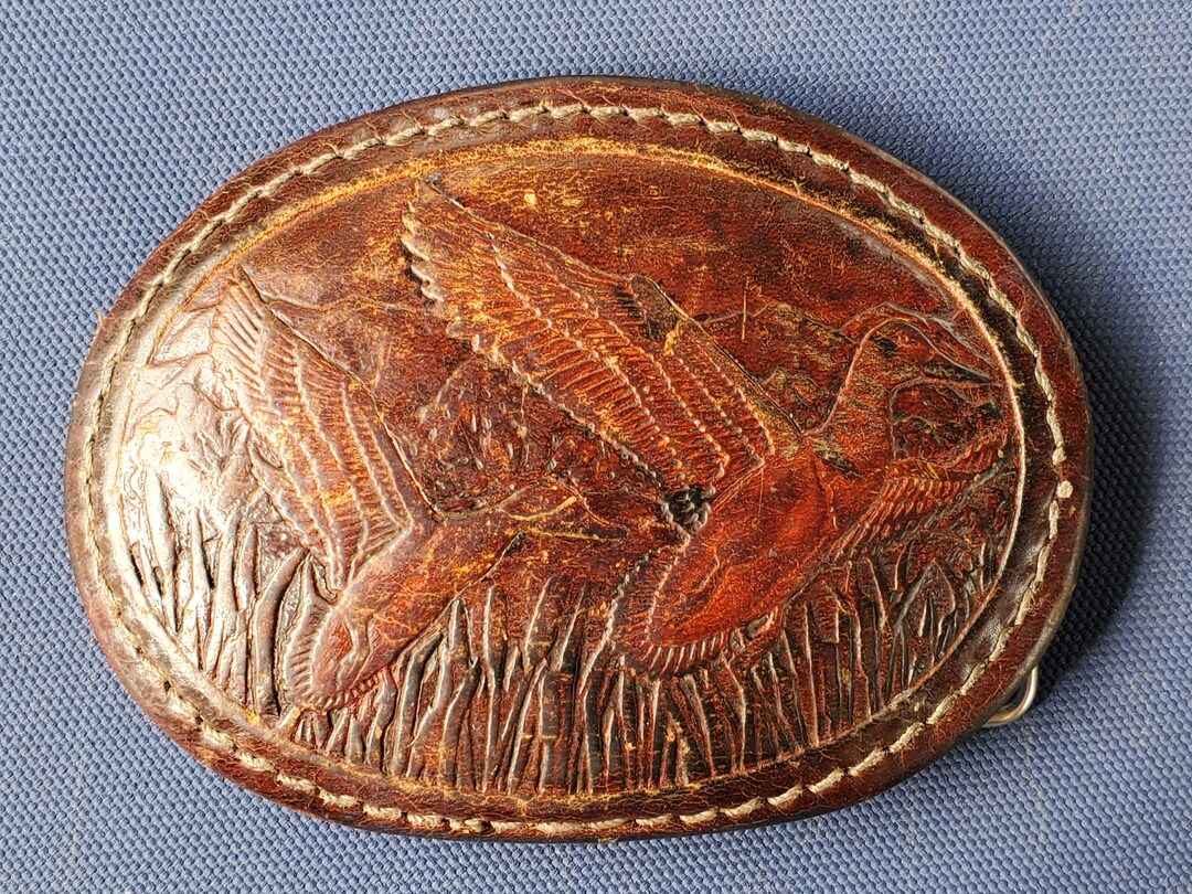 Vintage Leather Ducks Themed Western Belt Buckle - Etsy
