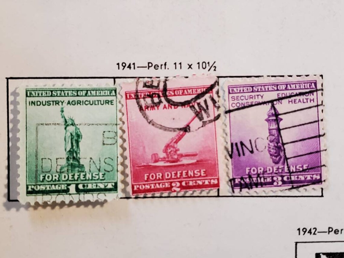 1941 for Defense US Postage Stamp Trio Lot - Etsy