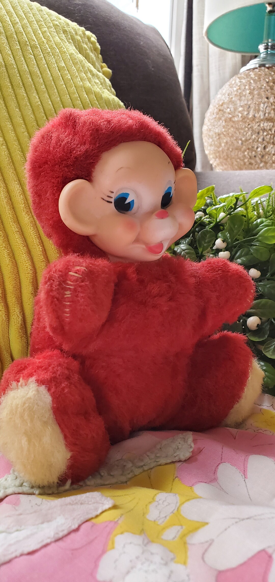 Vintage Stuffed Animal Plushie Rubber Faced Monkey - Etsy