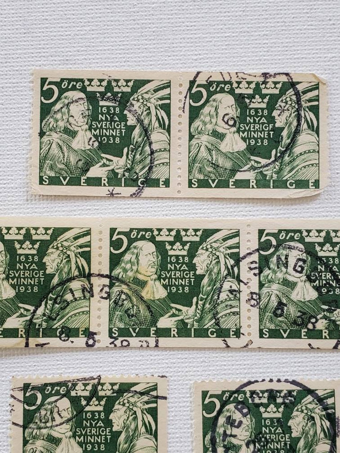 1938 Sweden 5 Ore Used Postage Stamps Sverige Green Governor - Etsy