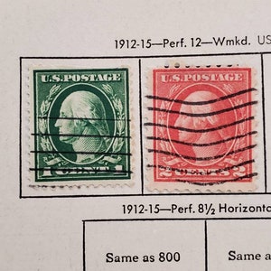 George Washington Green 1c Stamp and Red 2c Stamp - Etsy