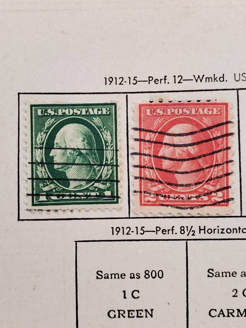 George Washington Green 1c Stamp and Red 2c Stamp - Etsy
