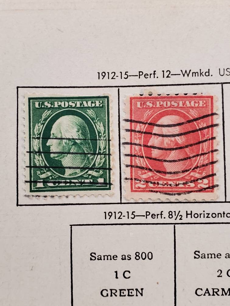 George Washington Green 1c Stamp and Red 2c Stamp - Etsy