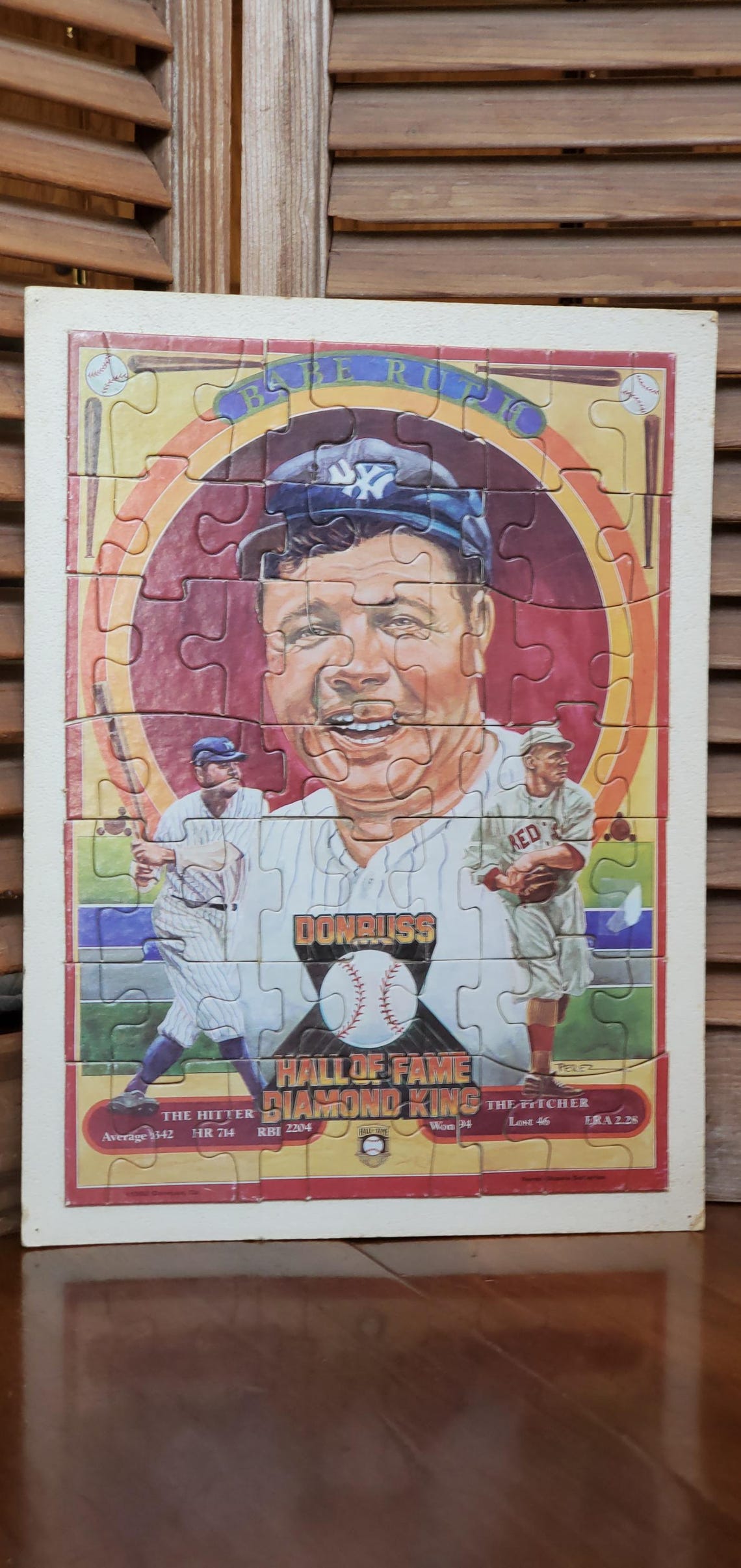 1982 Donruss Hall of Fame Diamond King Babe Ruth Permanently Mounted ...