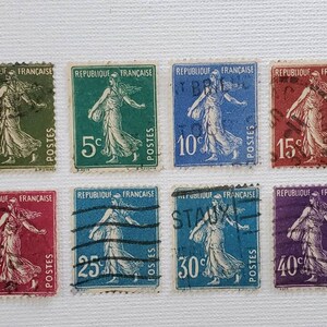 Republic of France Mail Postage 1920's 8 Postal Stamps Various ...