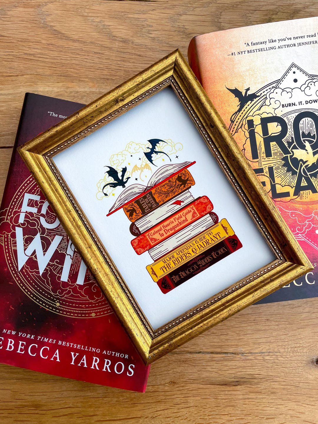 Fourth Wing Book Stack || 5x7 Print - Etsy