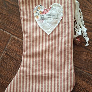 Farm House Scrappy Style Stocking With Upcycled Handkerchief Pieces and ...