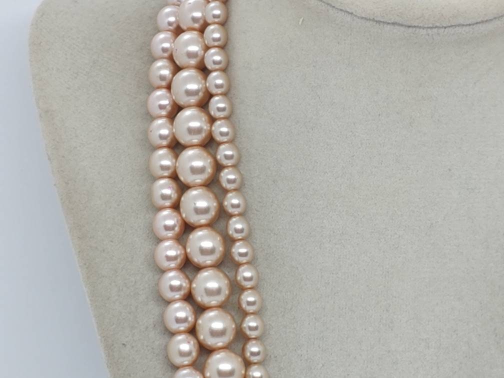Pink Pearl Necklace Layered Necklace Adjustable Necklace - Etsy
