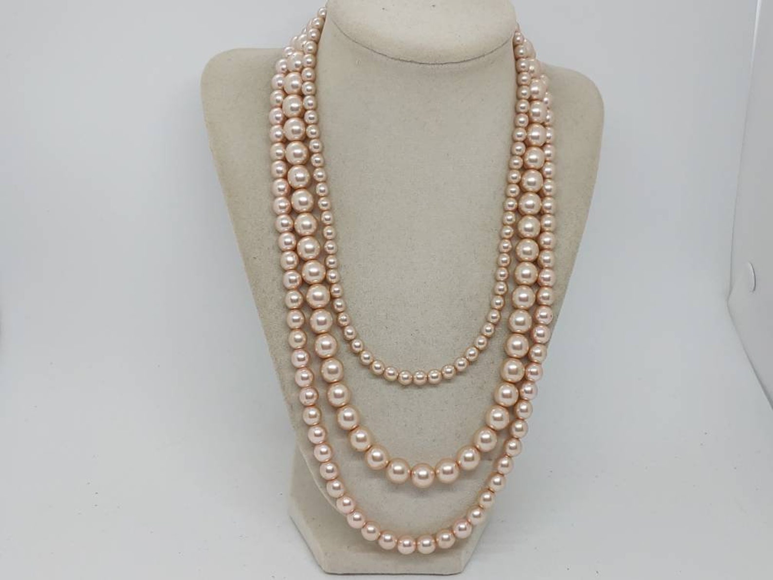Pink Pearl Necklace Layered Necklace Adjustable Necklace - Etsy