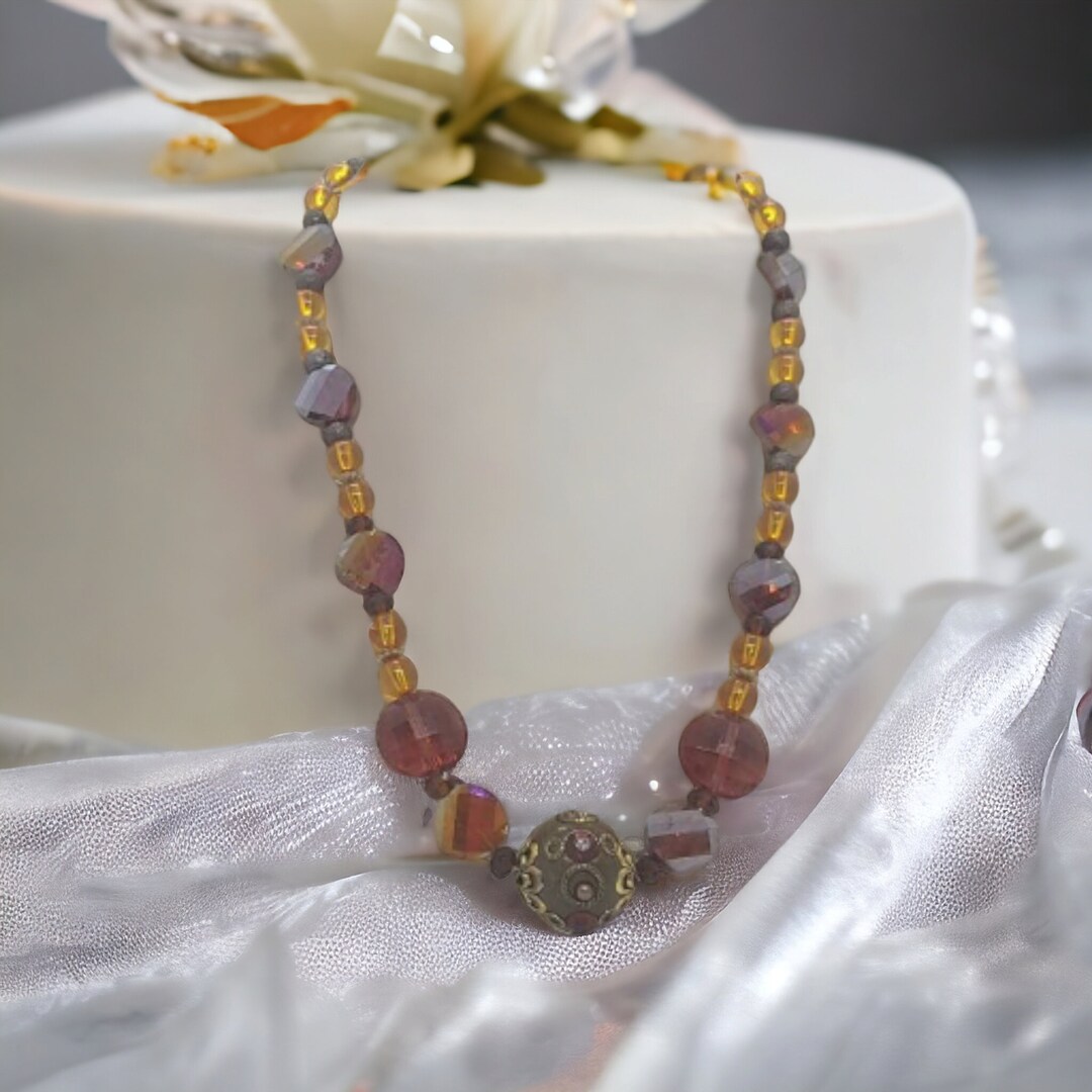 Brown Jeweled Necklace - Brown Necklace for Women - Jeweled Necklace ...