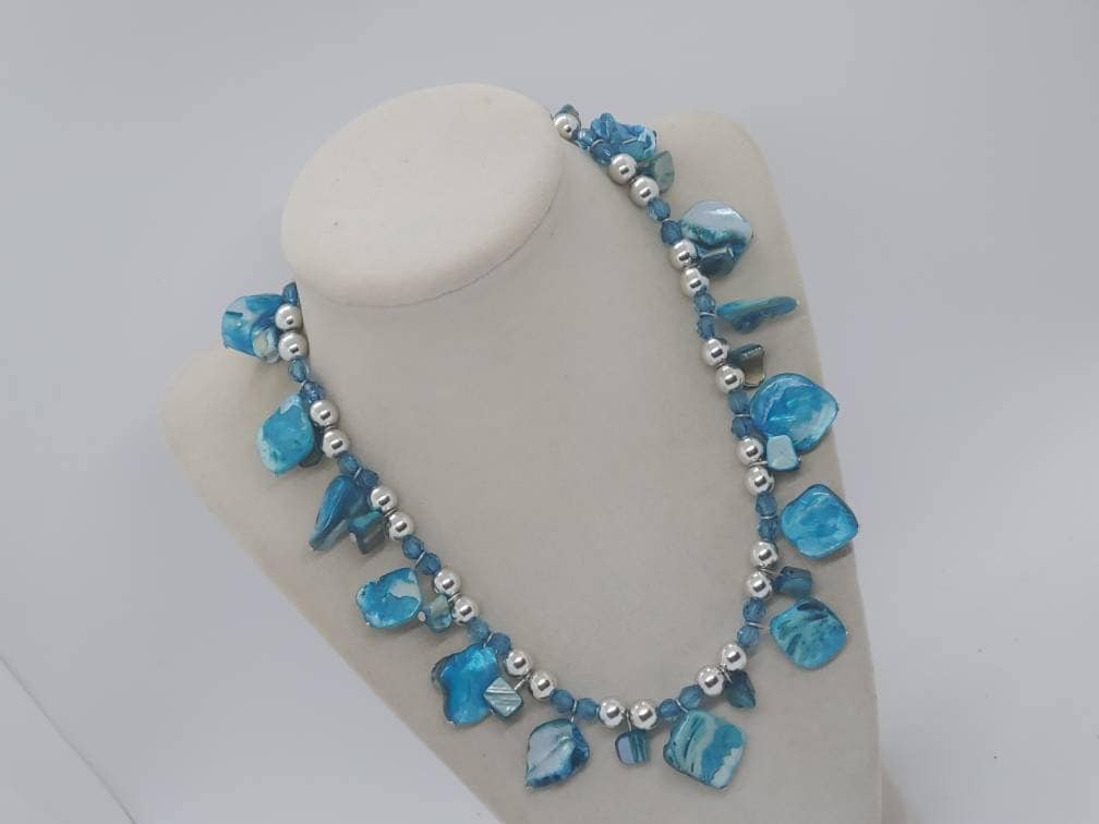 Blue Shell Necklace for Her Shell Necklace Multicolored Necklace for ...