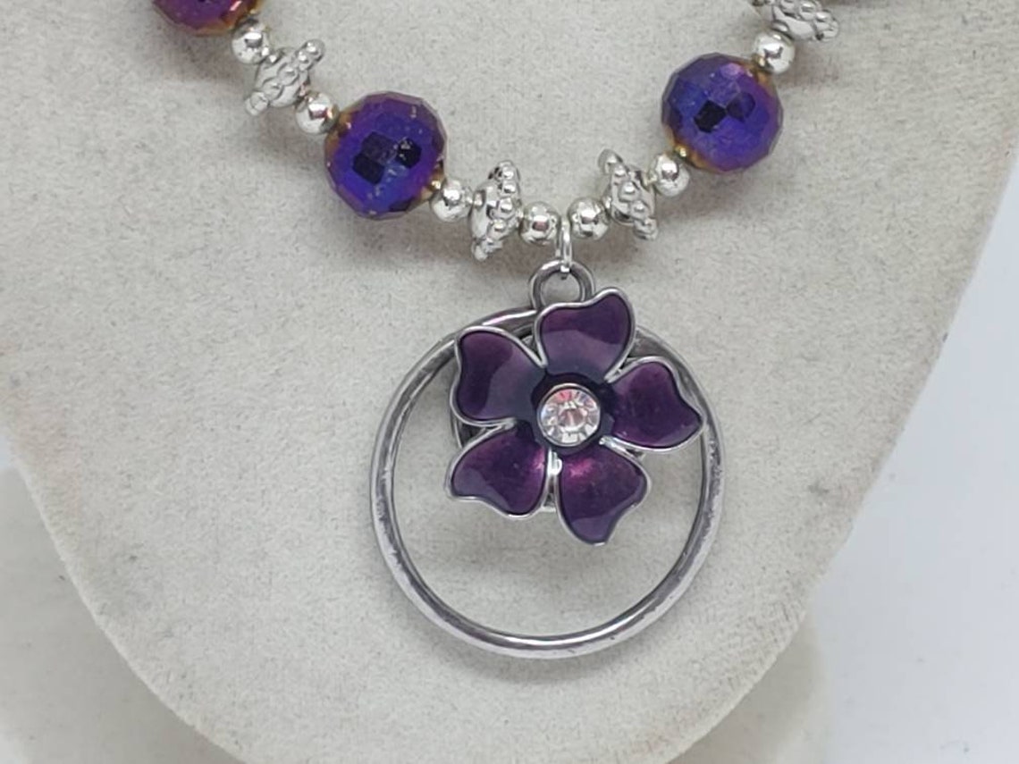 Purple Flower Necklace Purple Necklace for Women One of A - Etsy
