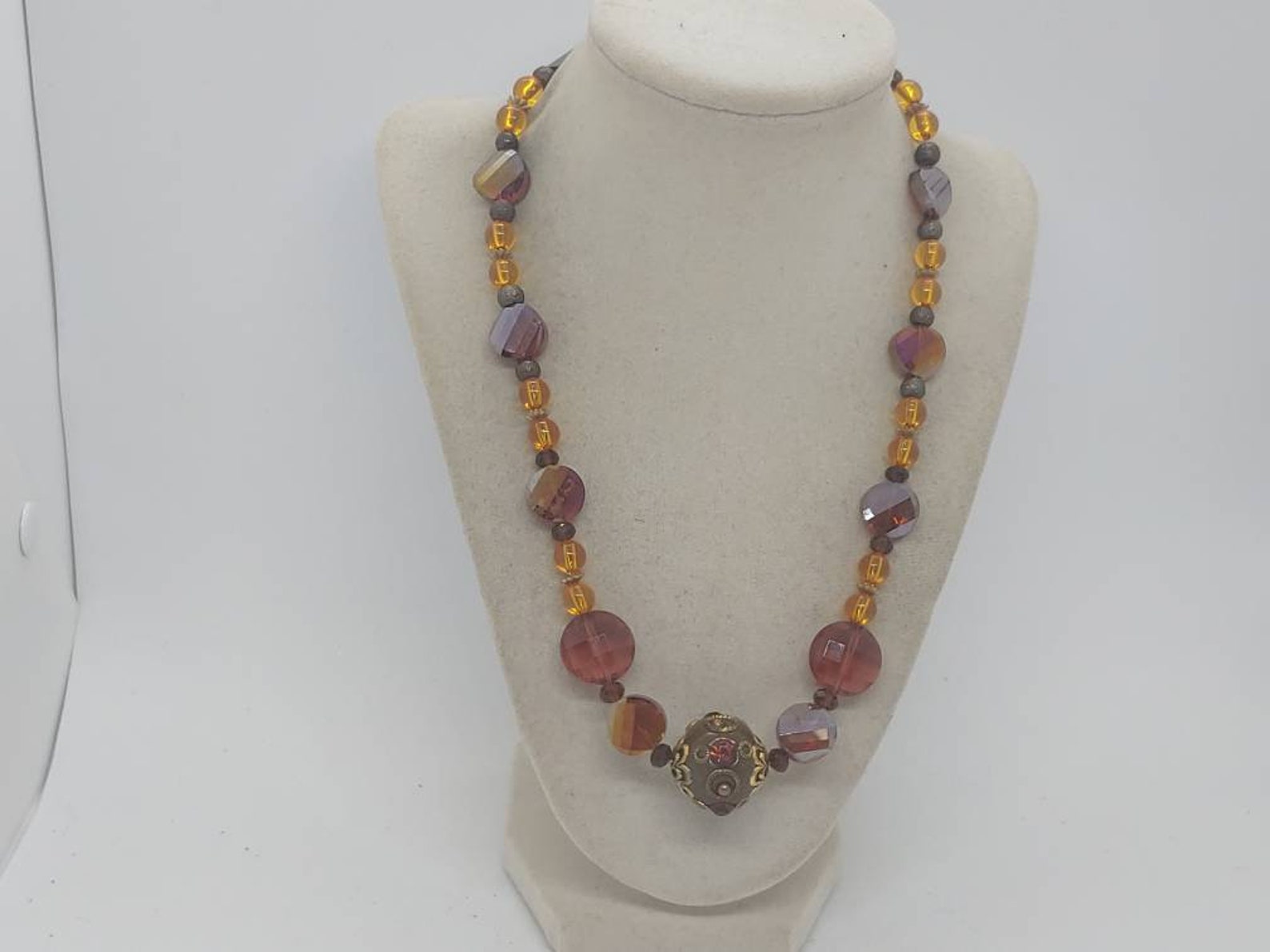 Brown Jeweled Necklace Brown Necklace for Women Jeweled - Etsy