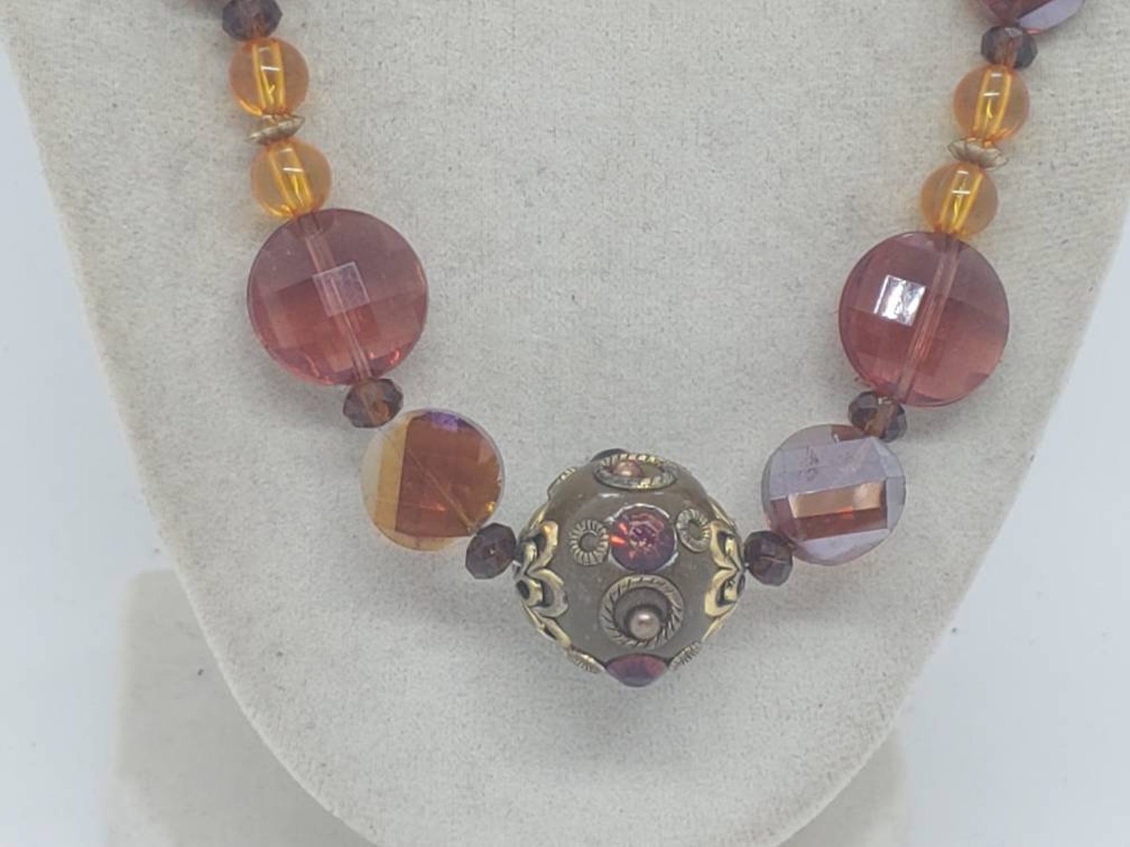 Brown Jeweled Necklace Brown Necklace for Women Jeweled - Etsy