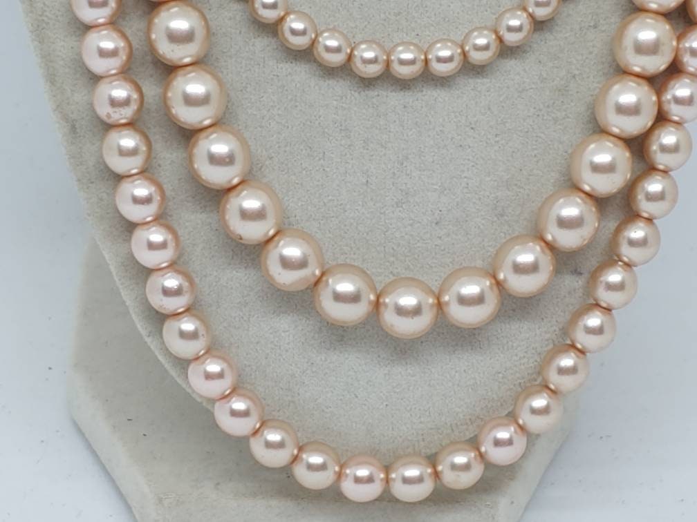 Pink Pearl Necklace Layered Necklace Adjustable Necklace Pearl Necklace ...