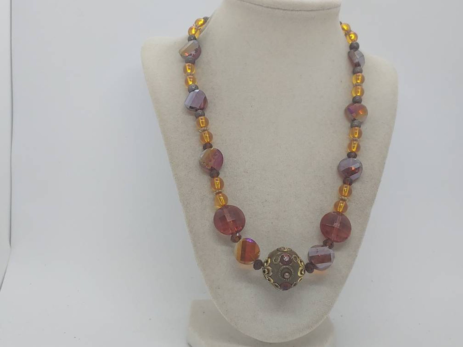 Brown Jeweled Necklace Brown Necklace for Women Jeweled - Etsy