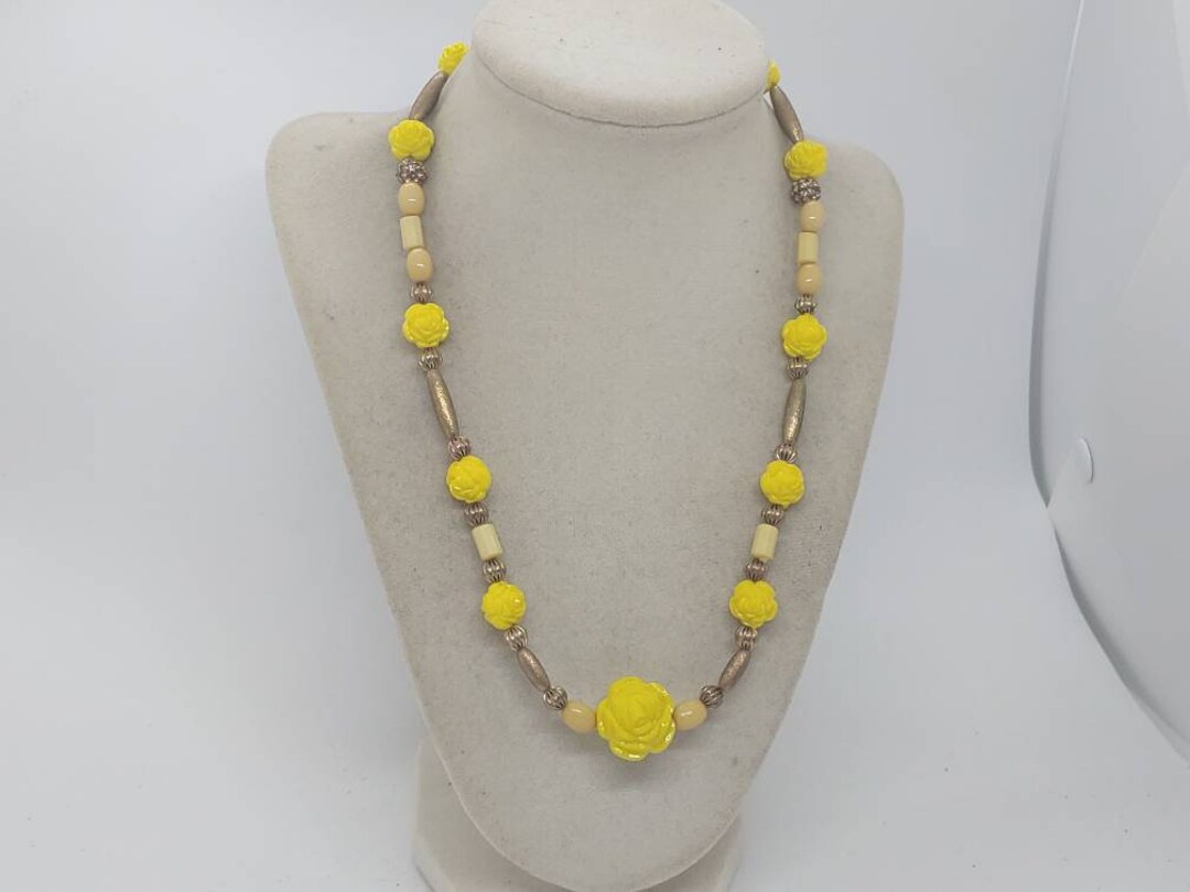 Yellow Flower Necklace - One of A Kind Necklace - Flower Necklace ...