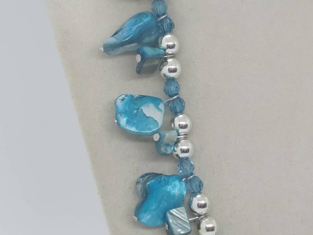 Blue Shell Necklace for Her Shell Necklace Multicolored Necklace for ...