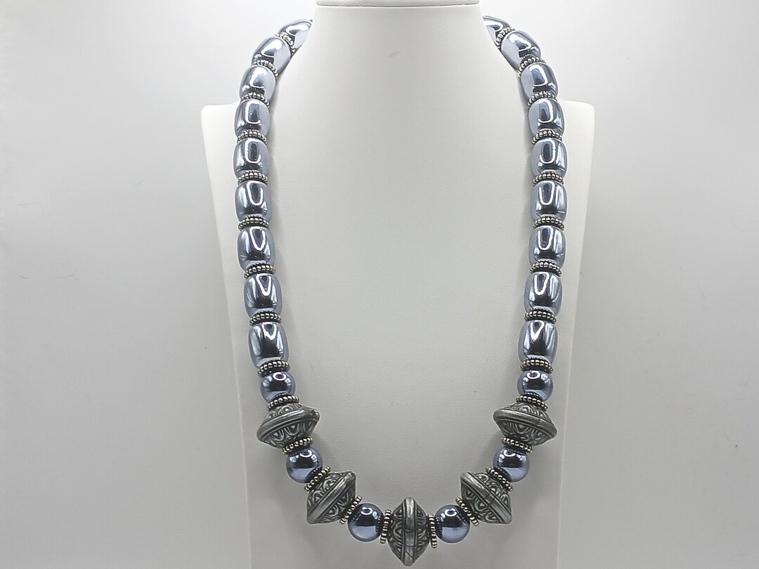 Gray Necklace for Women Gunmetal Necklace One of A Kind Necklace ...