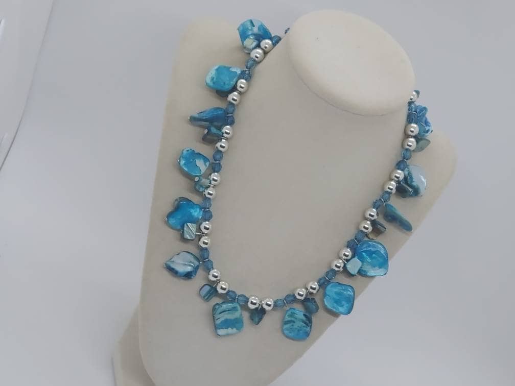 Blue Shell Necklace for Her Shell Necklace Multicolored Necklace for ...