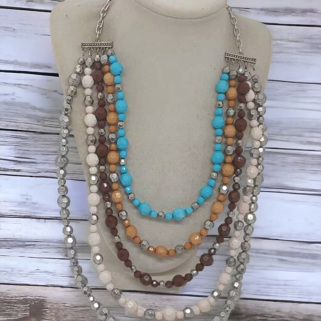 Multi Strand Necklace for Women - Multicolored Necklace - Layered ...