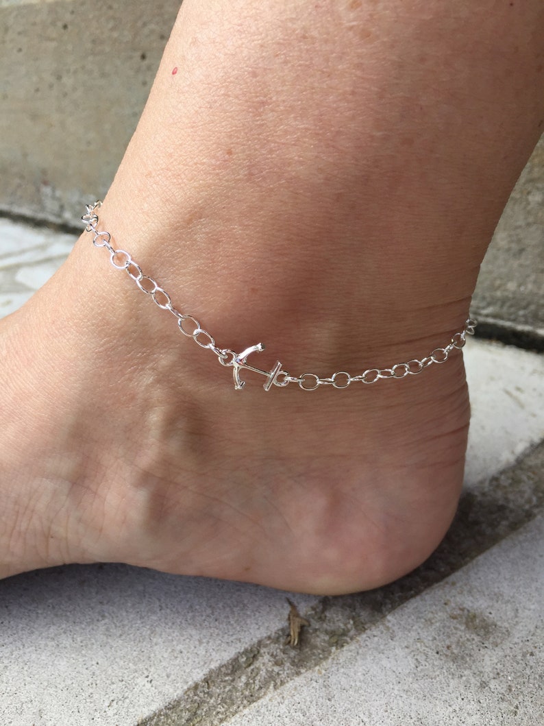 Anchor Anklet Anchor Ankle Bracelet Sterling Silver Anklet | Etsy