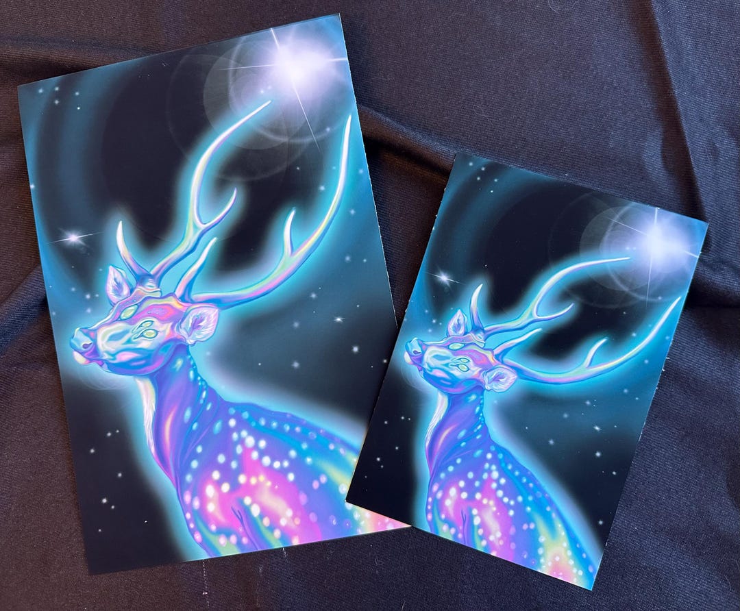 Celestial Deer dark Original Art Print - Etsy