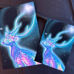Celestial Deer dark Original Art Print - Etsy