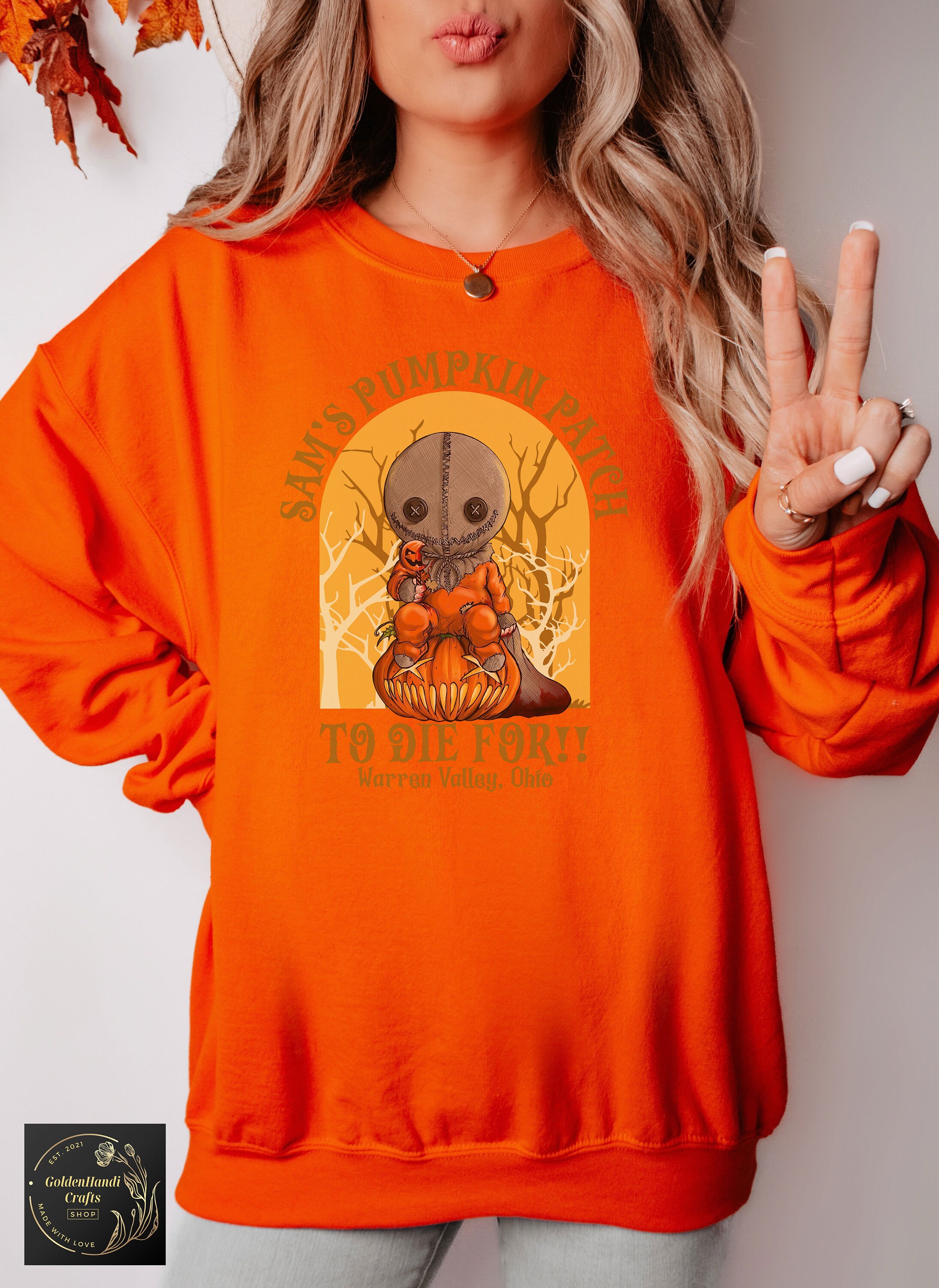 Sam's Pumpkin Patch Sweatshirt, Sam Horror Movie Sweatshirt Designed ...