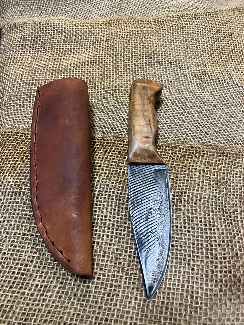 Rustic Rasp Knife Hand Forged With Maple Handle and Sheath - Etsy