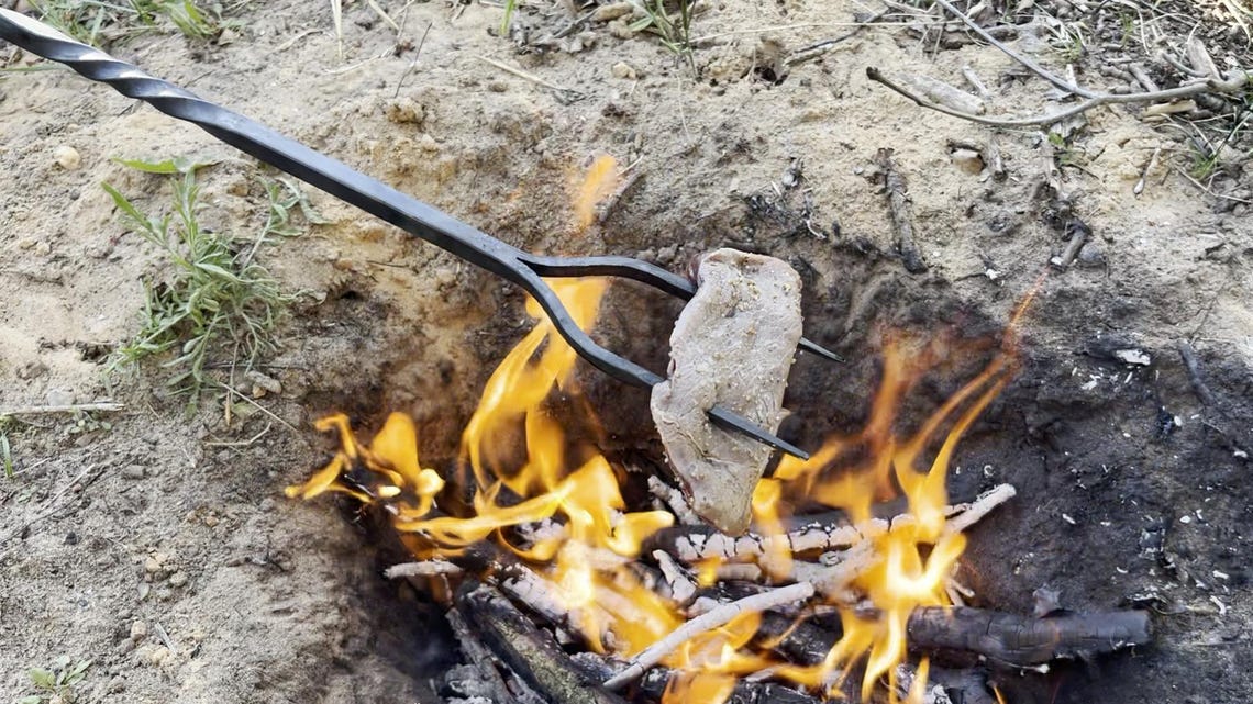 Hand-forged Squirrel Roaster | Campfire Cooking Fork With Adjustable ...