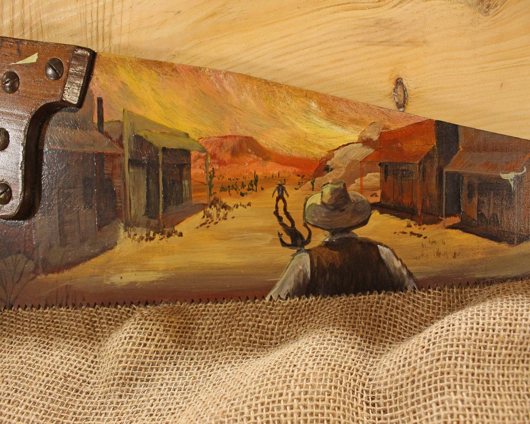 Hand Painted Western Standoff Shootout Dueling Handsaw - Etsy