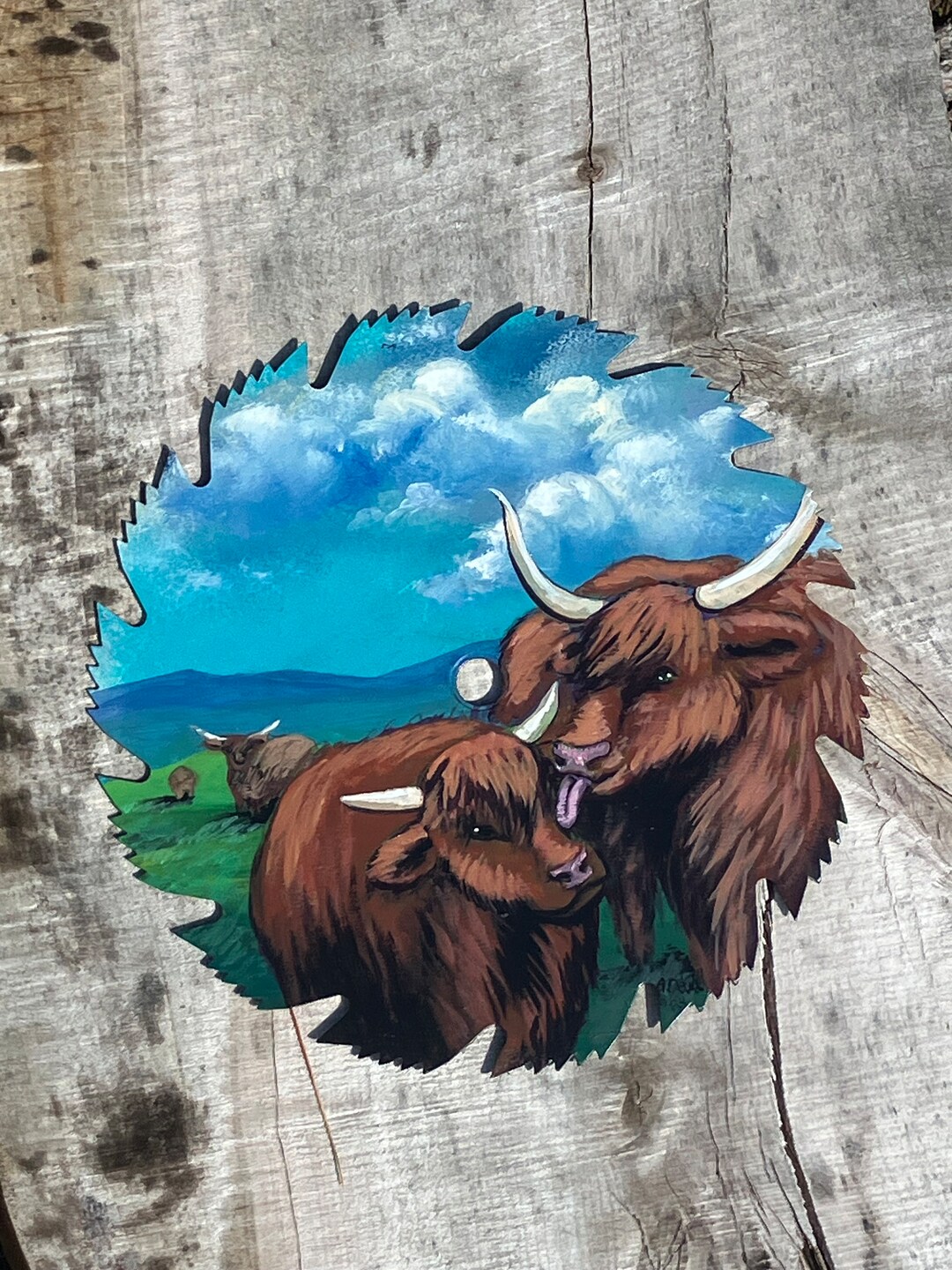 Cow and Calf Decorative Painted Saw Blade Wall Art - Etsy