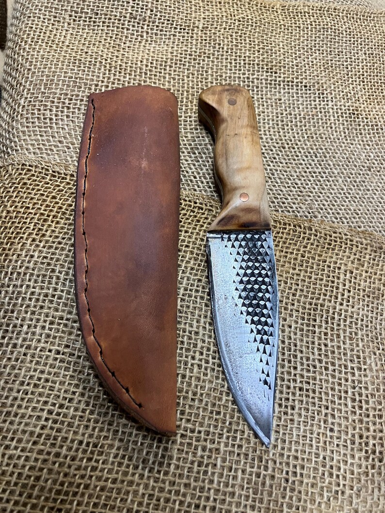 Rustic Rasp Knife Hand Forged With Maple Handle and Sheath - Etsy