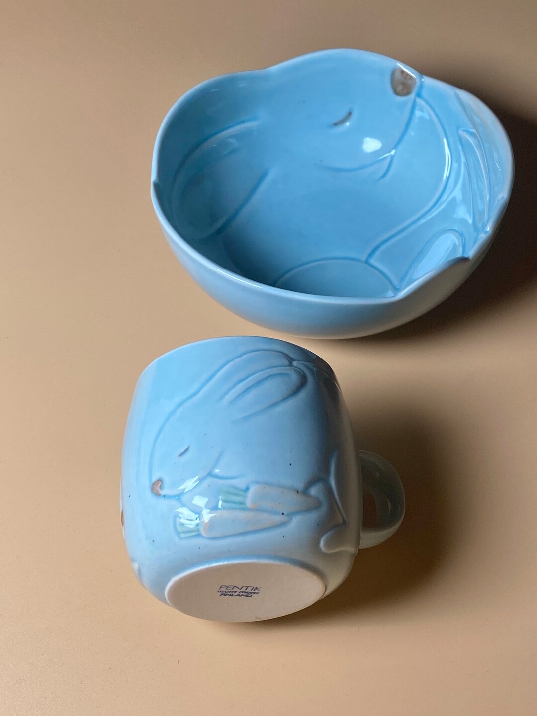 Rare and Collectable Vintage Pentik Ceramic Bunny Cup Set Named murrr ...