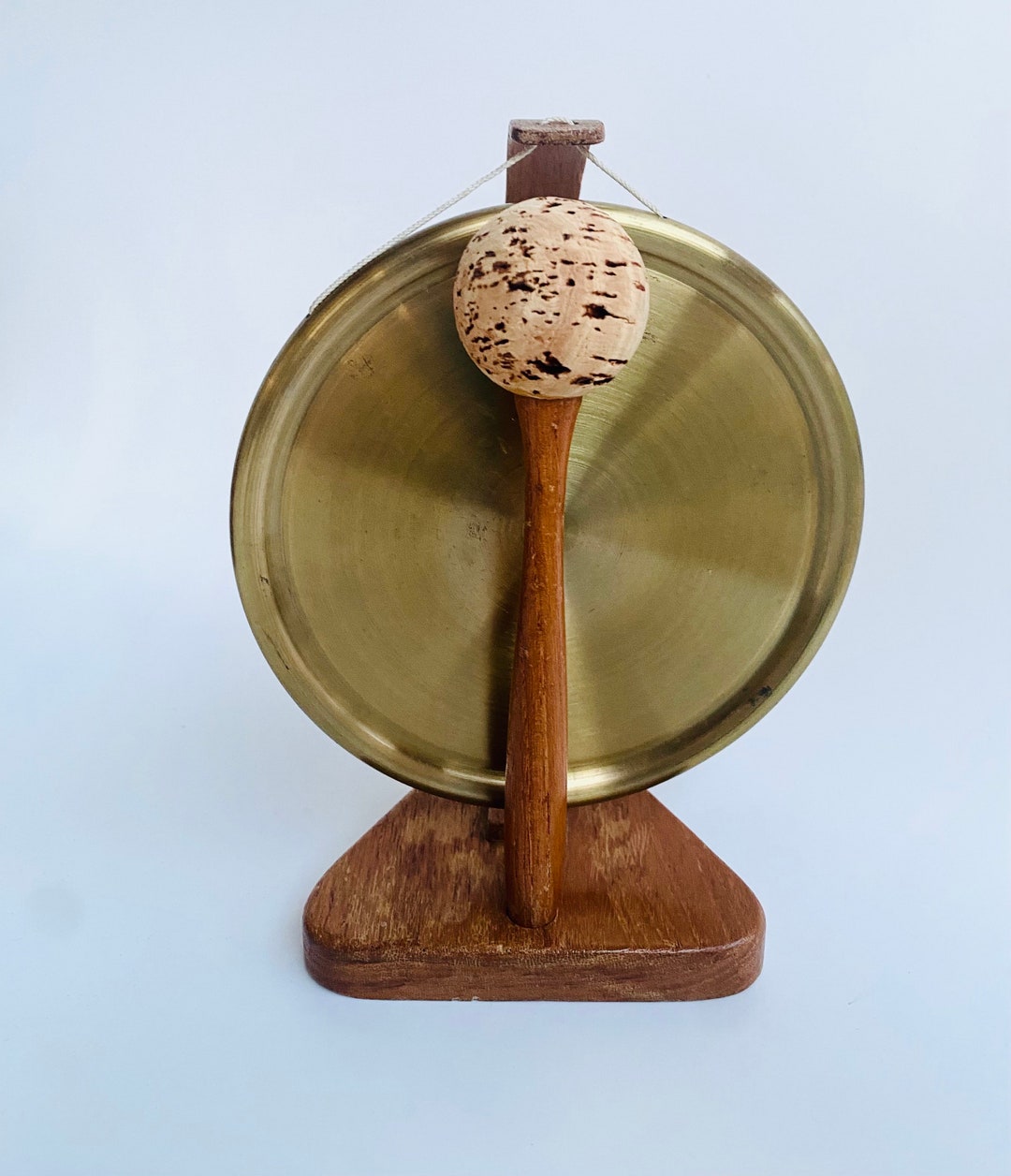 Mid Century Modern Vintage Teak and Brass Gong by Karl Holmberg Sweden ...